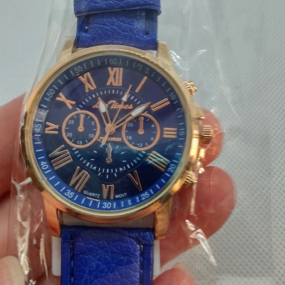 Accessories | Royal Blue Watch With Gold Accents | Poshmark